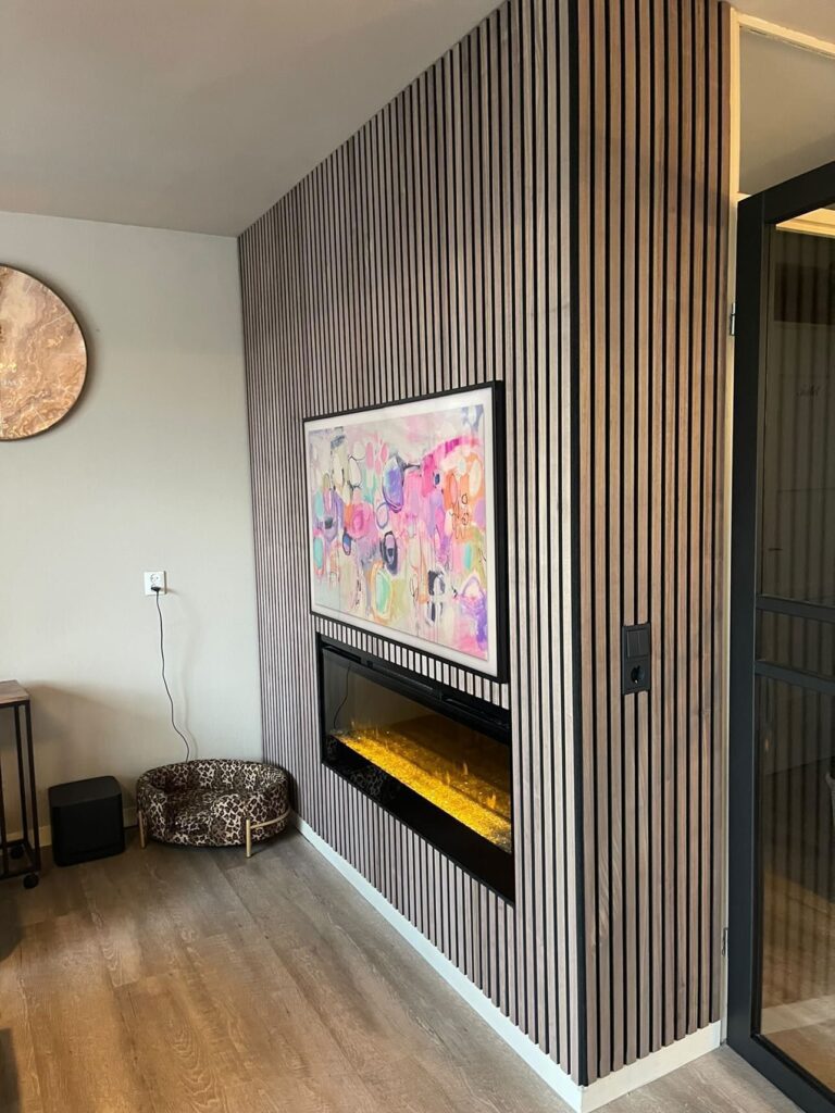 Akoestische Panelen Hout Walnoot Amerikaans Met Zwart Vilt – 300cm X ...